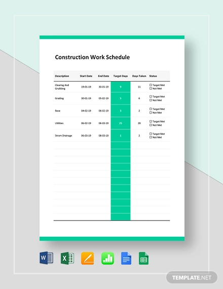 21+FREE Construction Schedule Templates - Word, PDF, Excel, Google Docs
