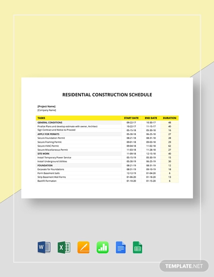 21+FREE Construction Schedule Templates - Word, PDF, Excel, Google Docs