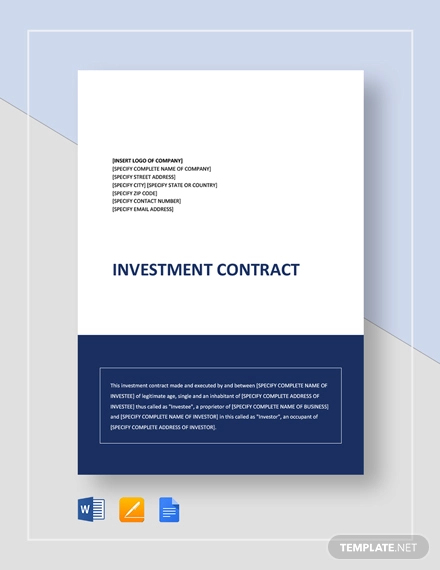 17+ Investment Contract Templates - MS Word | Google Docs | Pages | PDF