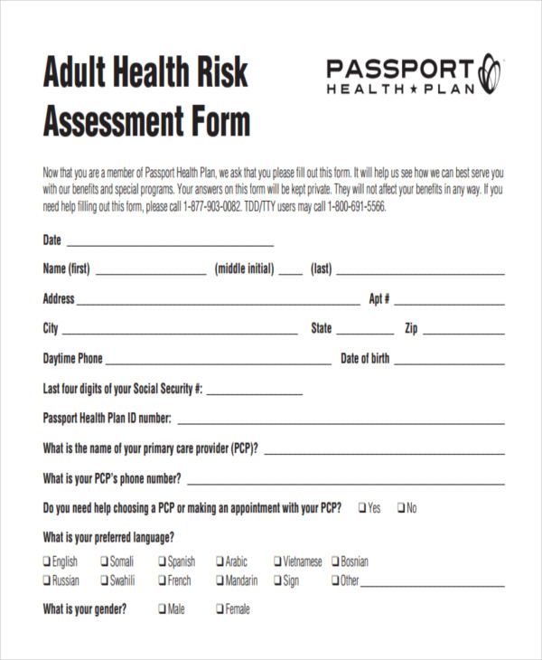 Health Risk Assessment Online Review Assessment Forms - Riset