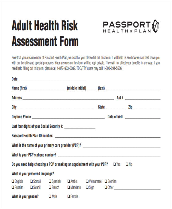 26+ Risk Assessment Form Templates