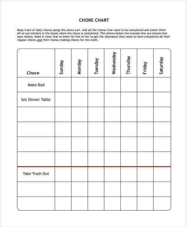 9 Chore Chart Templates In PDF