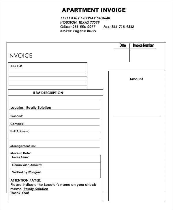 Rent Invoice Template - 12+ Free Word, PDF Format Download