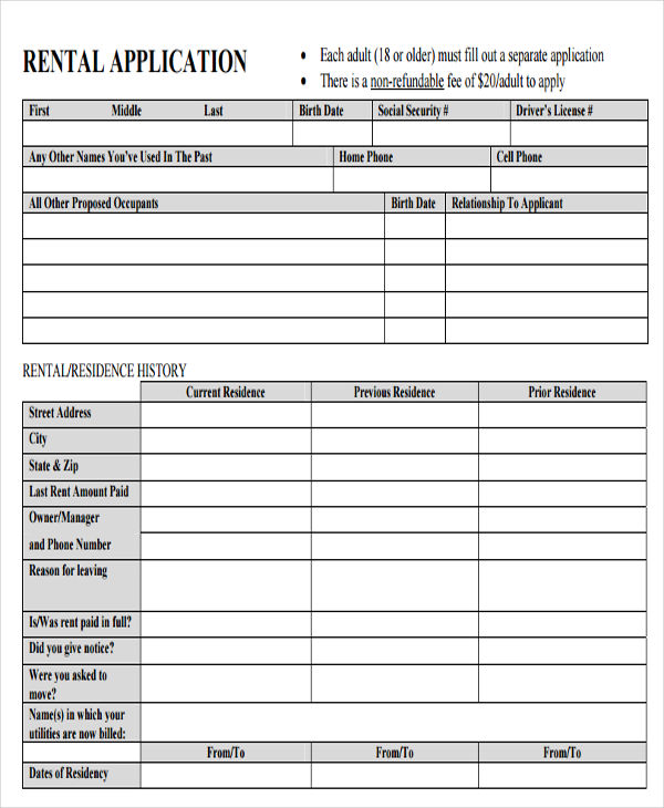 28+ Rental Application in PDF