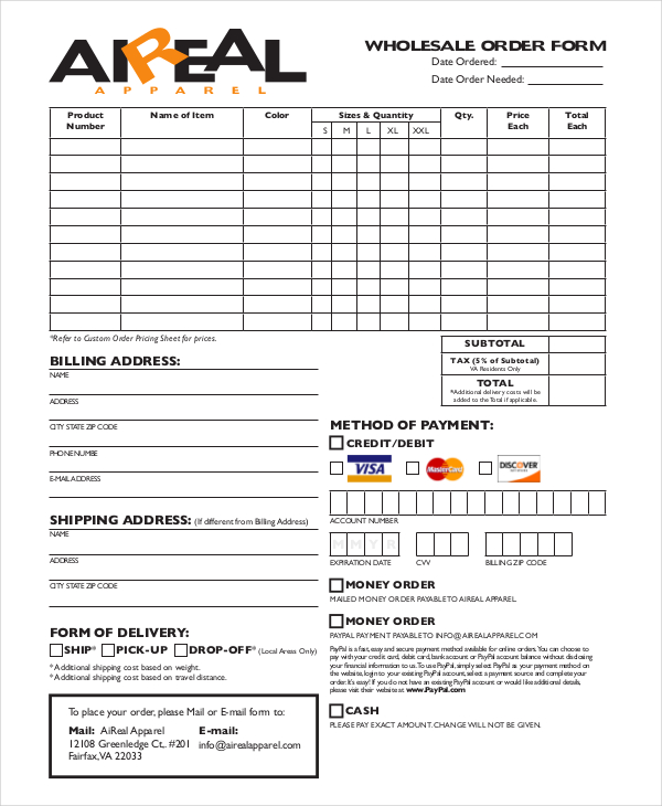 12+ Apparel Order Forms - Free Sample, Example, Format Download