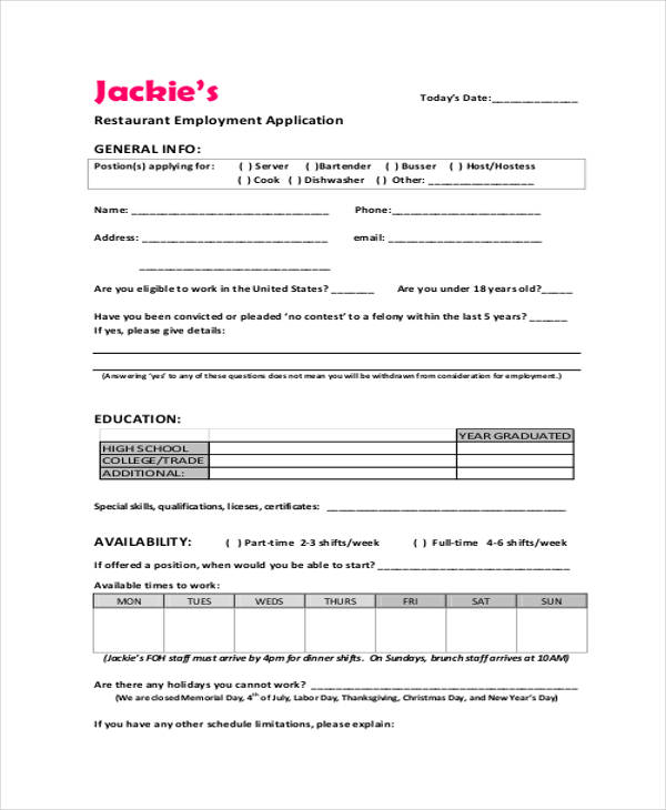 33+ Job Application Templates