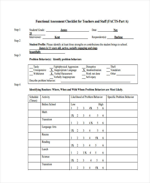 16+ Assessment Checklist Templates - Free Sample ,Example Format Download