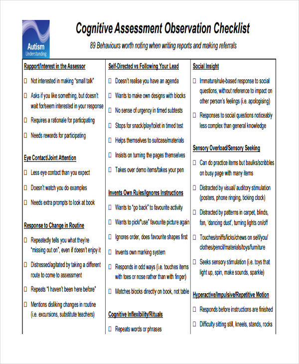 16+ Assessment Checklist Templates - Free Sample ,Example Format Download