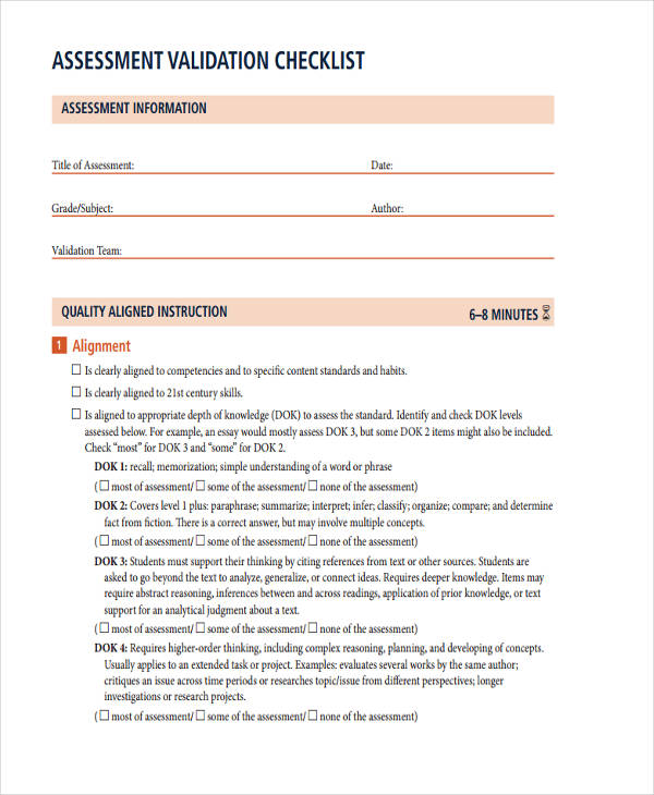 16+ Assessment Checklist Templates - Free Sample ,Example Format Download