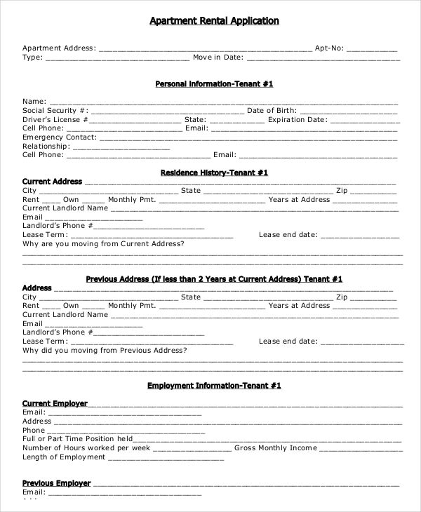21+ Printable Rental Application Templates