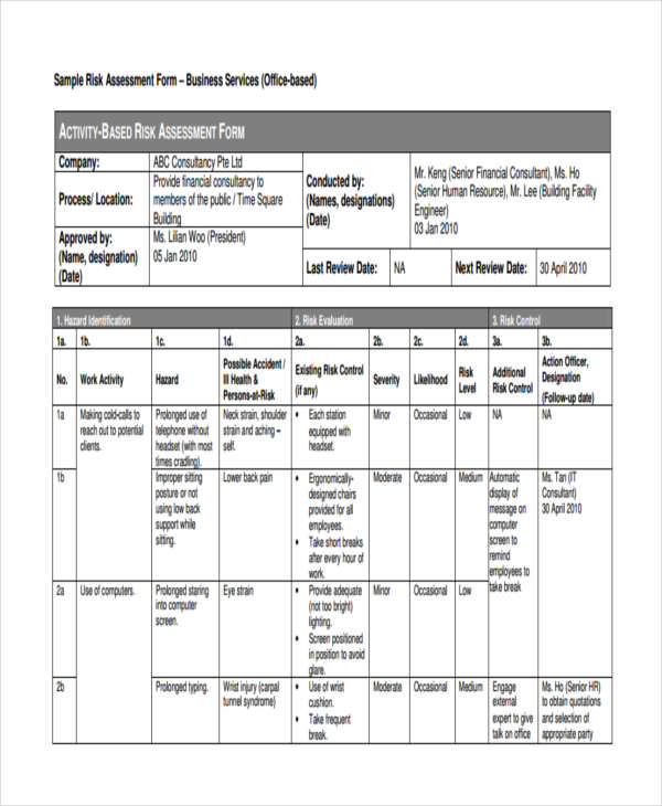 25+ Sample Risk Assessment Forms