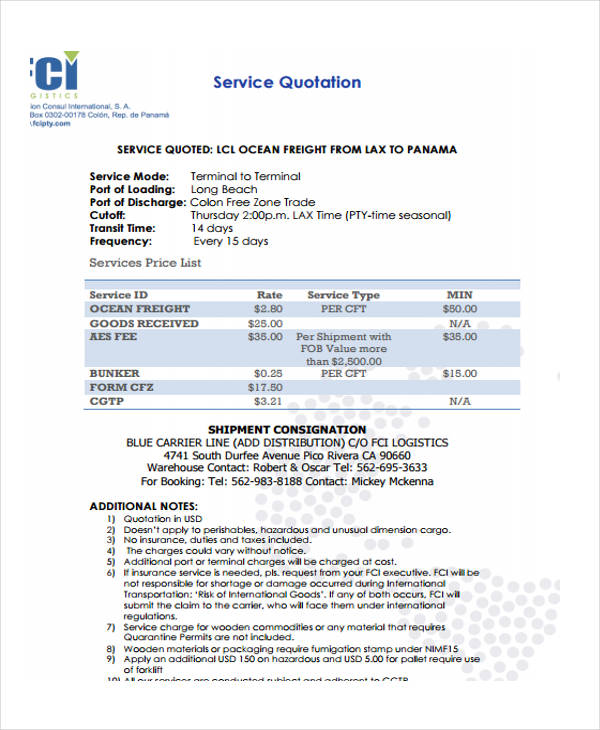 16+ Service Quotation Templates - Word, Excel, PDF
