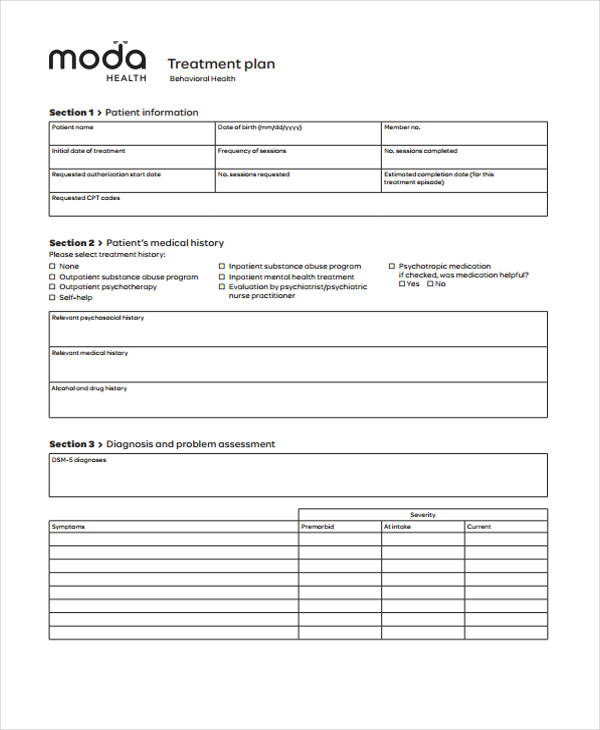 35+ Treatment Plan Templates