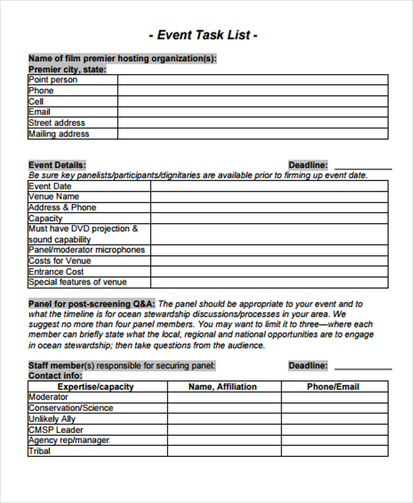 20+ Free Task List Templates