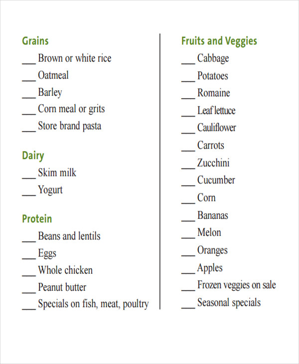 Grocery Shopping List Templates 9 Free Word PDF Format Download