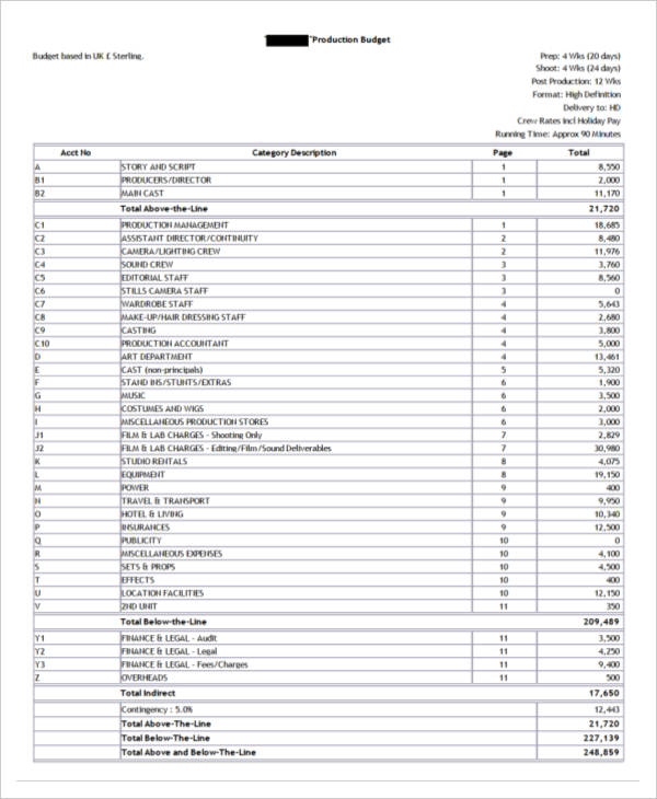 Film Budget Templates - 8+ Free Word, PDF Format Download