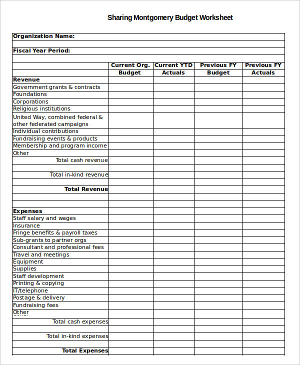 Non Profit Budget Template Google Sheets