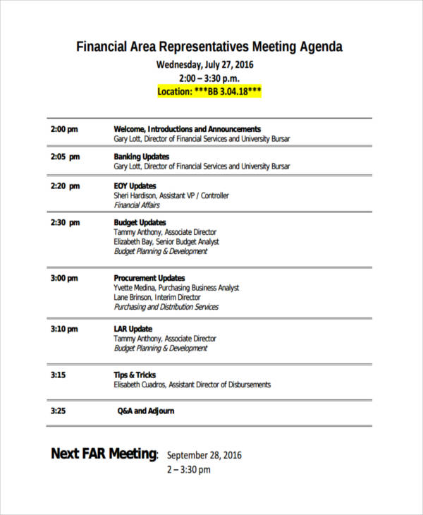 46 Meeting Agenda Templates