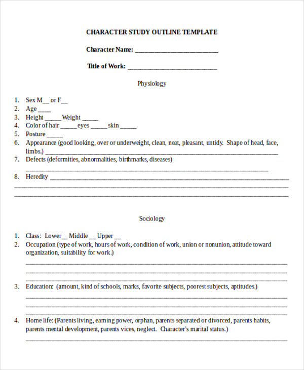 7 Character Outline Templates Free Sample Example Format Download