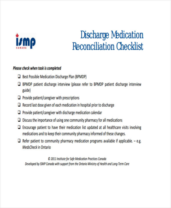 10+ Medication Checklist Templates - Free Samples, Examples Format Download
