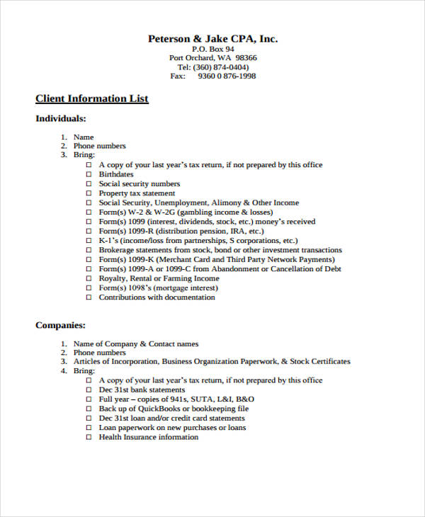 9+ Client List Templates - Free Samples, Examples Format Download