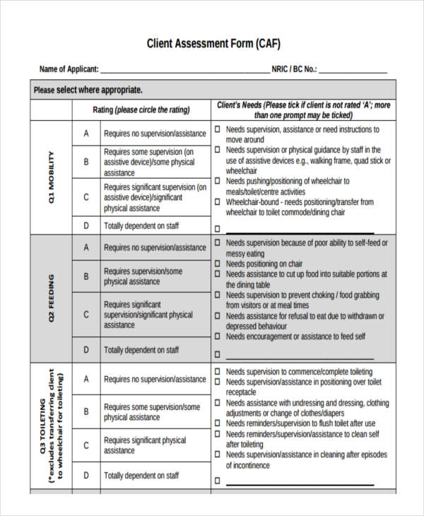 19+ Needs Assessment Form Templates