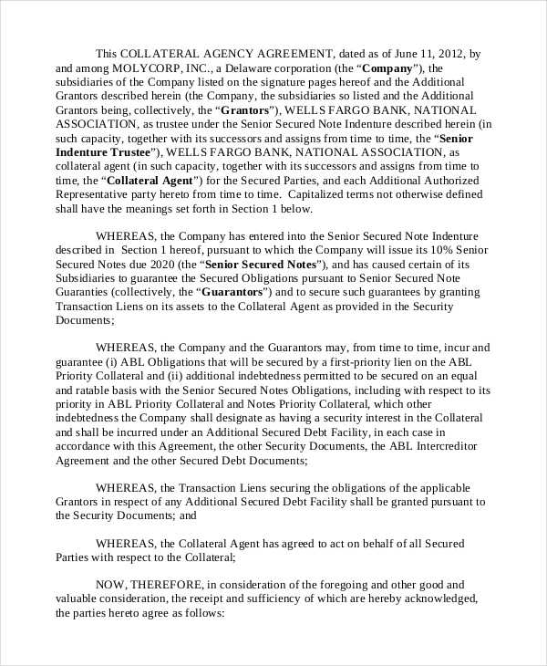 10+ Collateral Agreement Templates - Free Sample ,Example Format Download