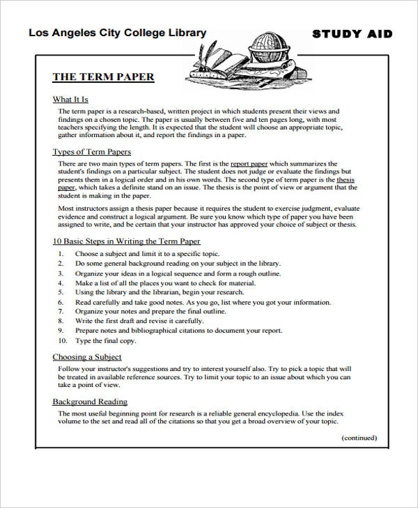 Example Of Term Paper Pdf How To Write A Term Paper With Examples 