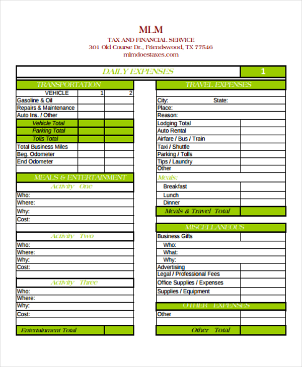 44 Expense Sheet Templates In PDF