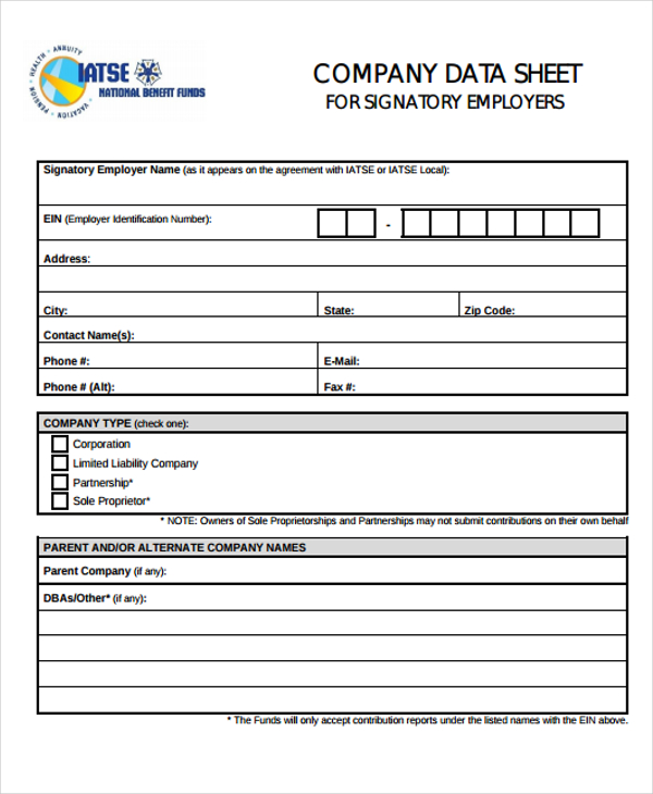 Company Sheet Templates - 18+ Word, PDF Format Download