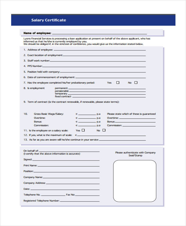 26+ Salary Certificate Formats - PDF, Word