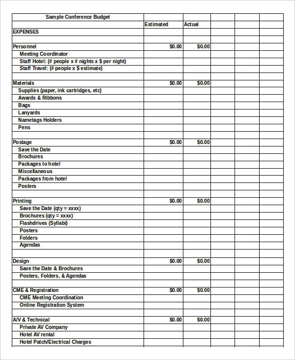 Budget Template For Conference Planning