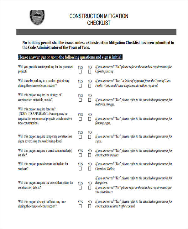 18+ Construction Checklist Templates - PDF, Word Format Download