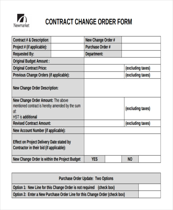 Project Change Order Template Classles Democracy