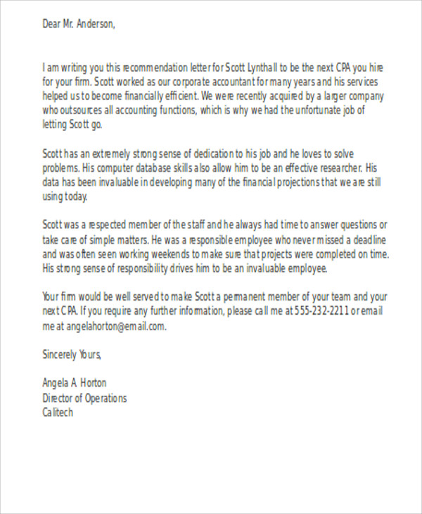 11+ Sample Accountant Reference Letters - Free Samples, Examples Format ...