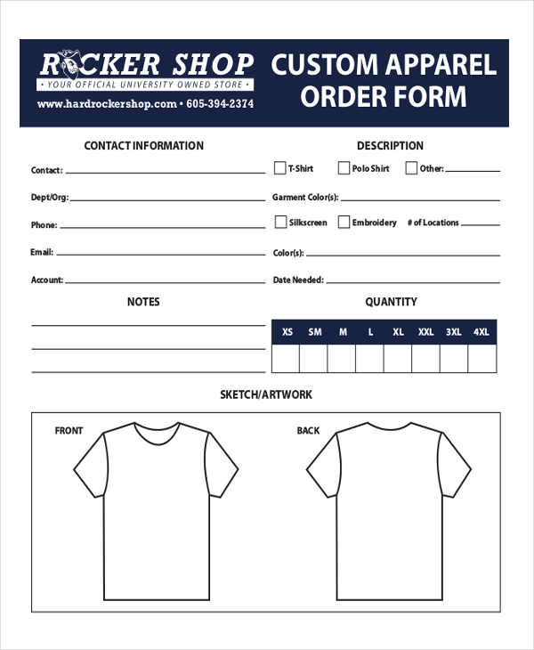 12 Apparel Order Forms Free Sample Example Format Download