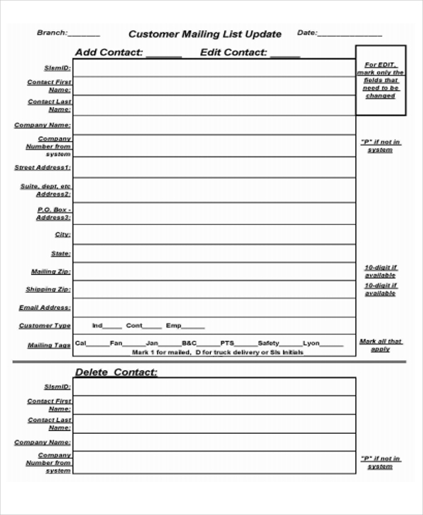 6+ Mailing List Templates - Samples, Examples