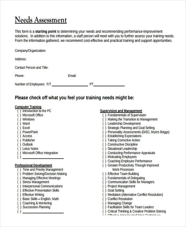 Needs Assessment Report Template HQ Printable Documents