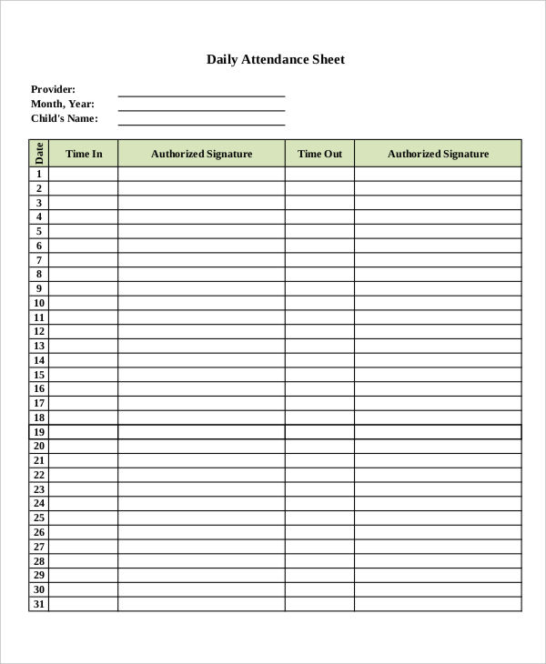 13+ Attendance Sign-In Sheet Templates - Free Sample, Example Format ...