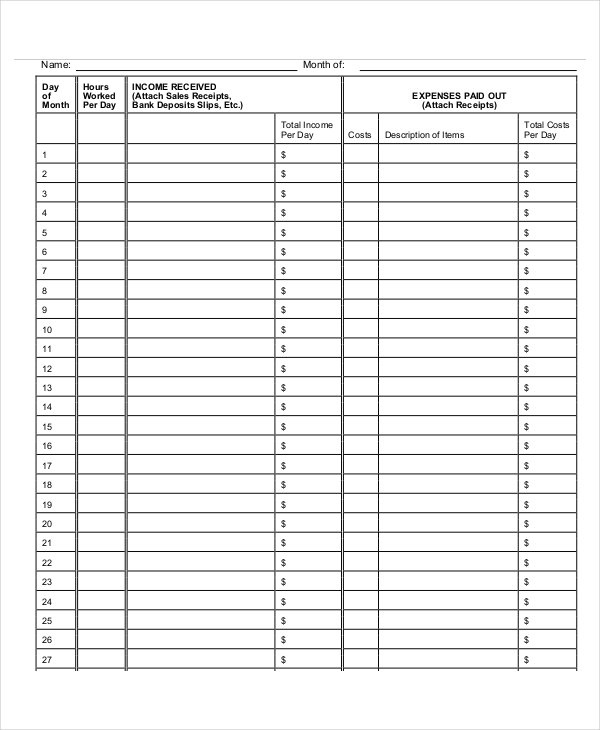 24 Expense Sheet Sample