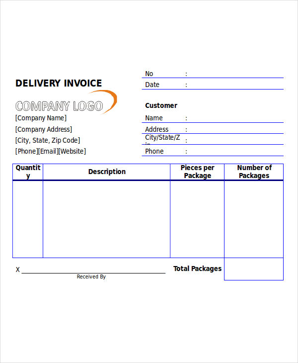 Delivery Invoice Template ZacharyHealy Blog