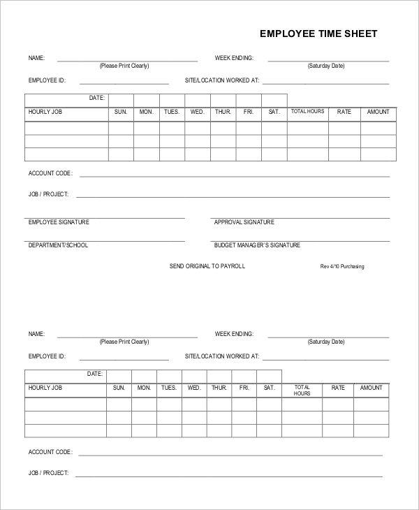 30+ Printable Timesheet Templates - Word, PDF