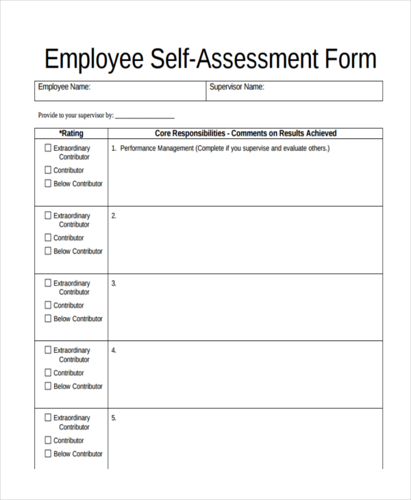 Employee Self Evaluation Form Self Assessment Form Nutemplates 