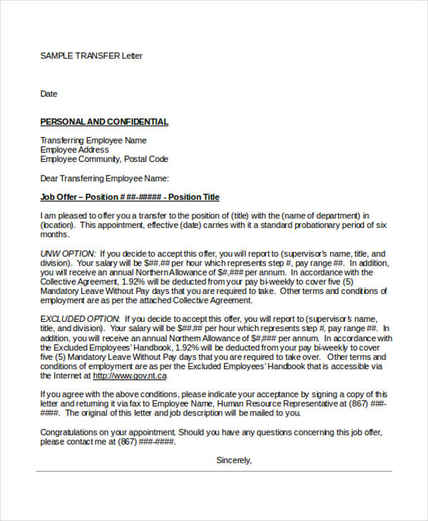 21+ Employee Transfer Letter Templates - PDF, DOC