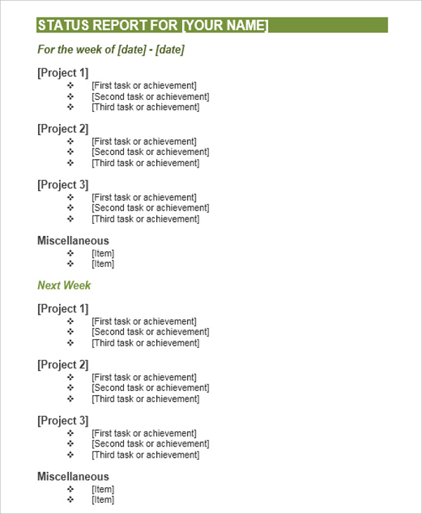 29+ Weekly Report Templates in Word