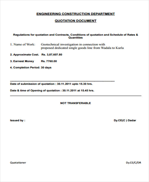 9+ Engineering Quotation Templates - AI, PSD, Google docs, Apple pages