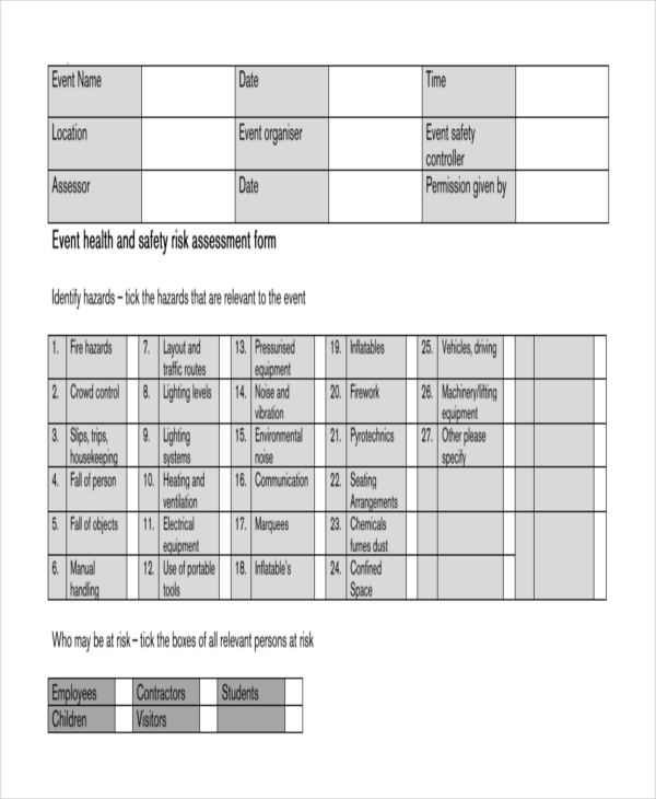 26+ Risk Assessment Form Templates