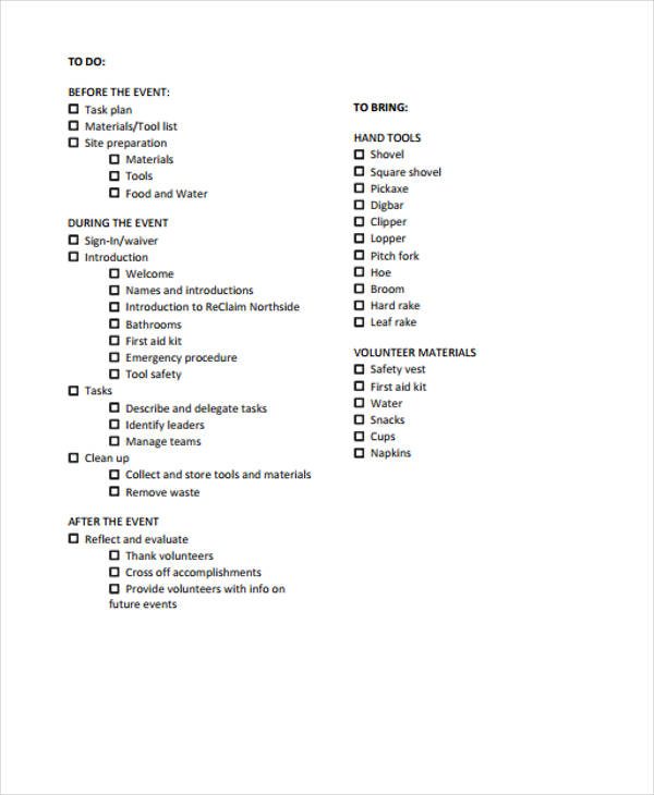 5 Event To Do List Templates Free Samples Examples Format Download