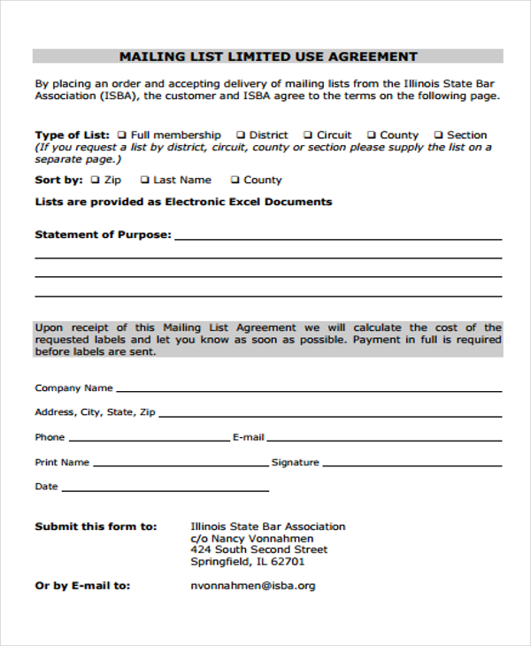 6 Mailing List Templates Samples Examples