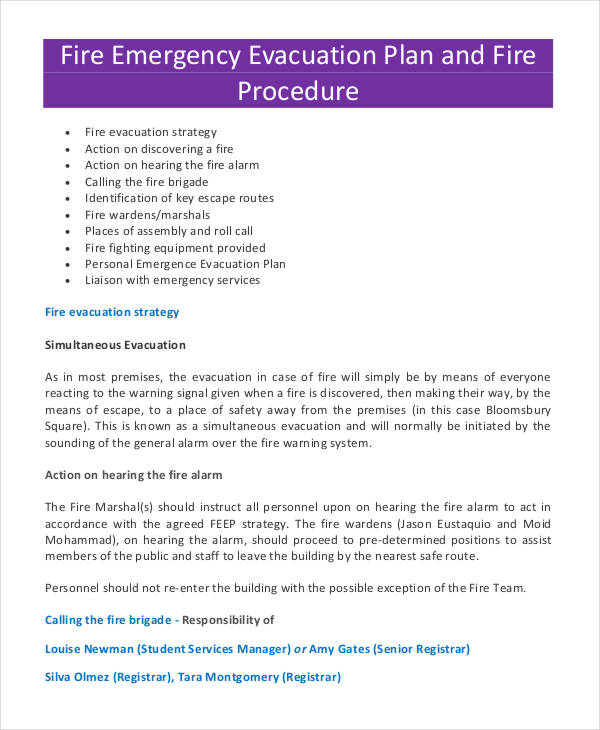 Fire And Evacuation Plan Template